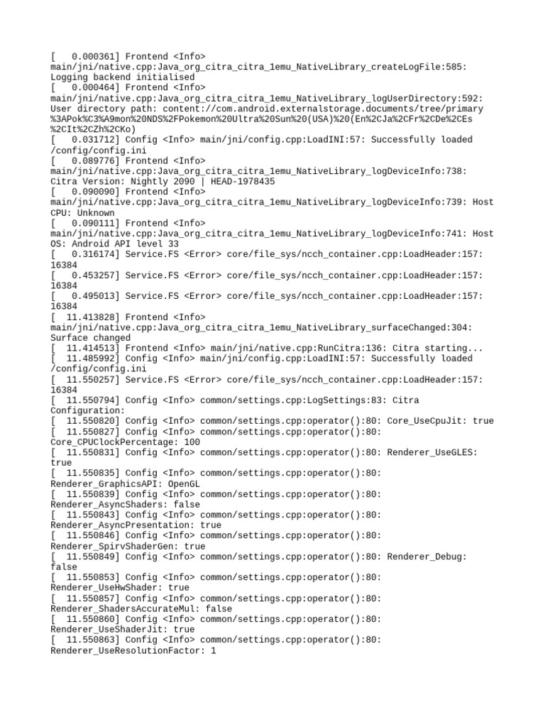 Citra Log - Txt.old | PDF | Operating System Technology | Computing Platforms