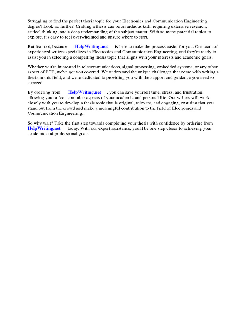 Thesis Topics For Electronics and Communication Engineering | PDF ...