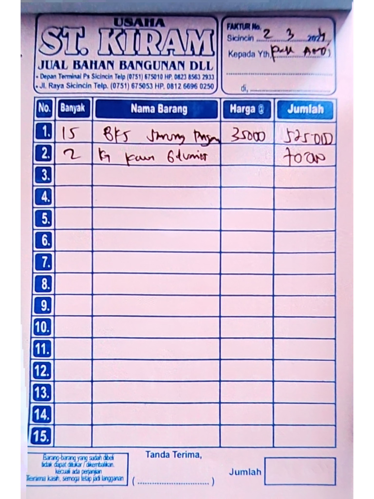 02-03-2024_3 Nota Toko ST.Karim ( Rp.595.000 ) ,Tgl ; | PDF