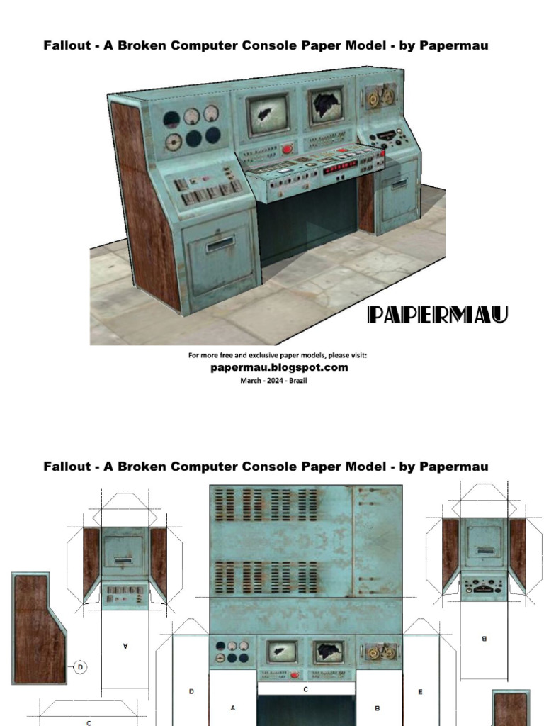 Fallout 4 - Broken Computer Console Papercraft by Papermau - 03 2024 | PDF