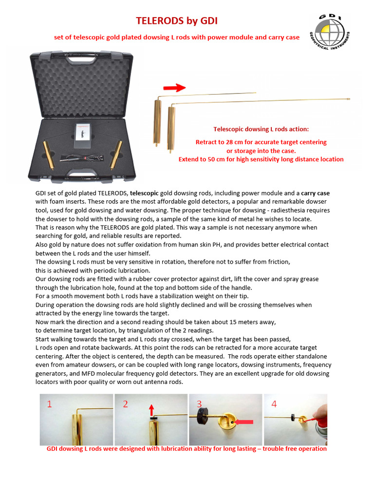 Telerods Telescopic Gold Dowsing Rods | PDF | Dowsing | Amplifier