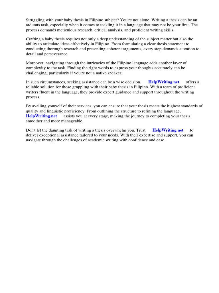 Baby Thesis in Filipino Subject | PDF | Tagalog Language | Expert