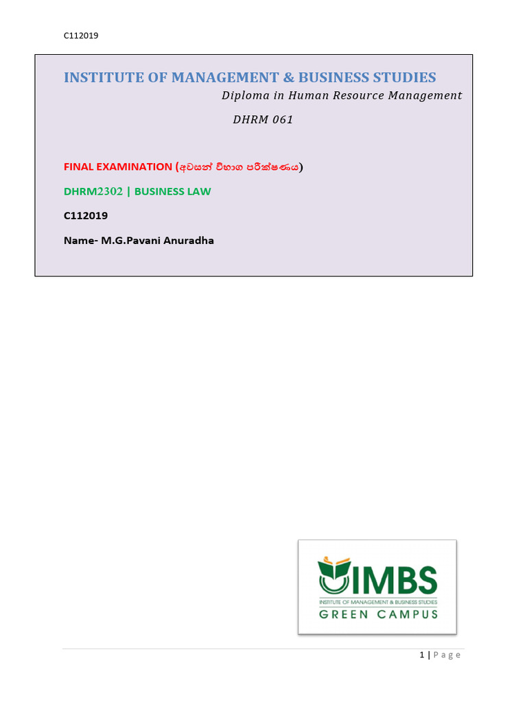 C112019BL Final Assignment | PDF