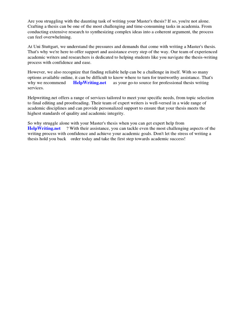 Uni Stuttgart Master Thesis | PDF