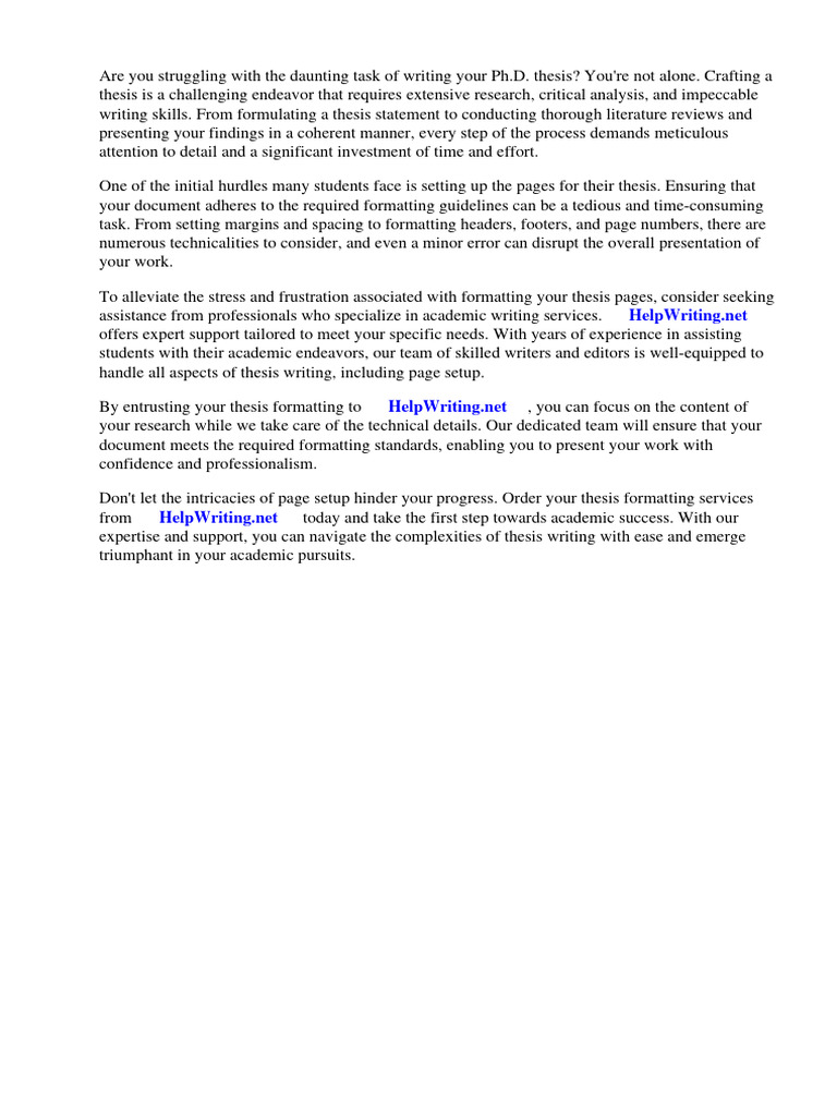 Page Setup For PHD Thesis | PDF