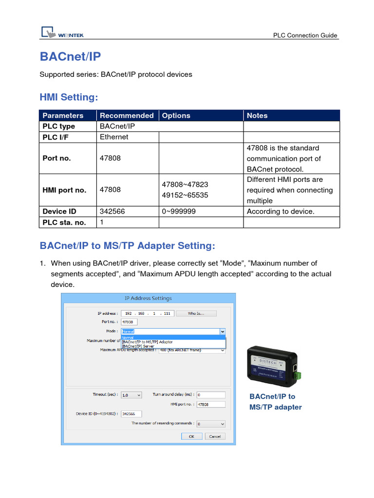 BACnet/IP PLC Connection Setup Guide | PDF | Programmable Logic ...