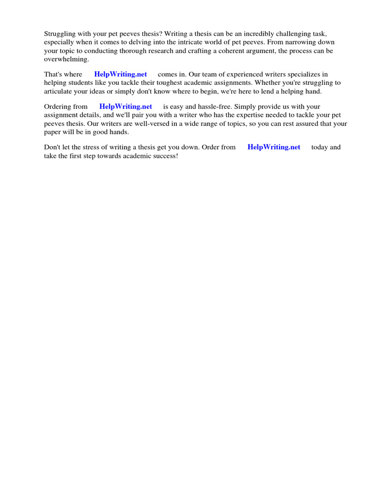 Pet Peeves Thesis | PDF | Essays