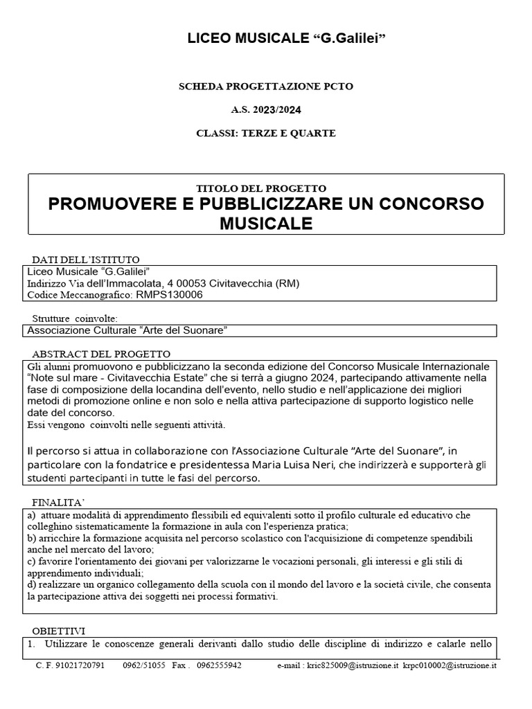 Arte Del Suonare scheda-progetto-PCTO PDF | PDF