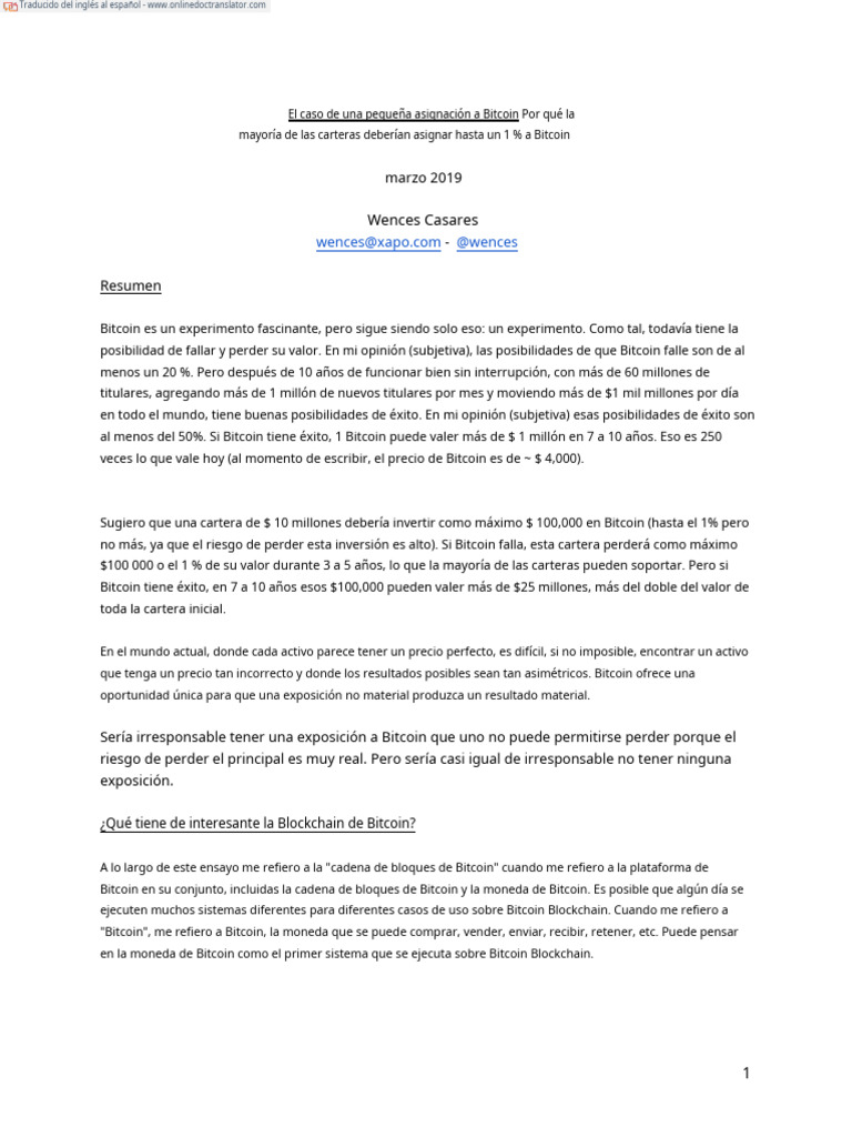 The Case For A Small Allocation To Bitcoin Spanish | PDF | Protocolos ...