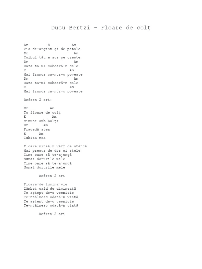 Ducu Bertzi - Floare de Colt | PDF