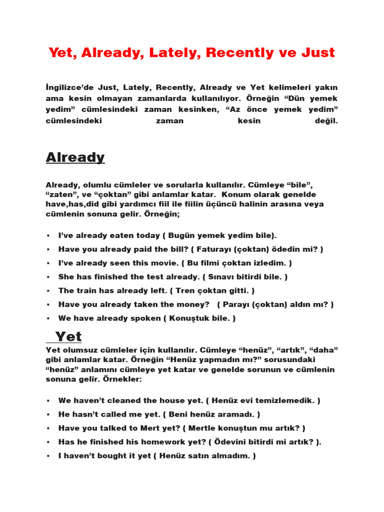 A2 Grammarway 13. Present Perfect Tense Ile Kullanılan Kelimeler | PDF