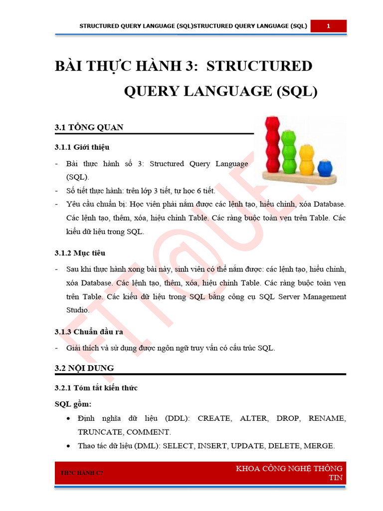 Lab 3-Structured Query Language (SQL Co Ban) | PDF