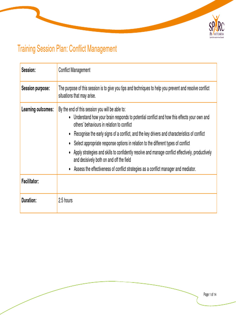 Conflict Management Training Session Guide | PDF | Communication ...