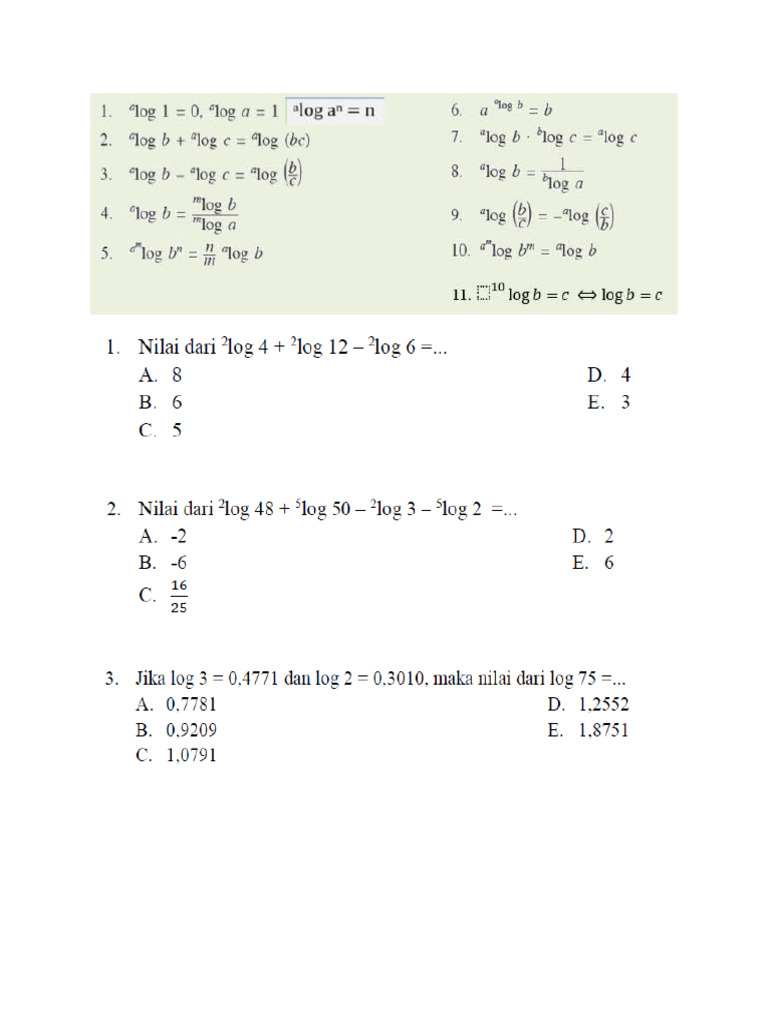 Soal Logaritma Pdf