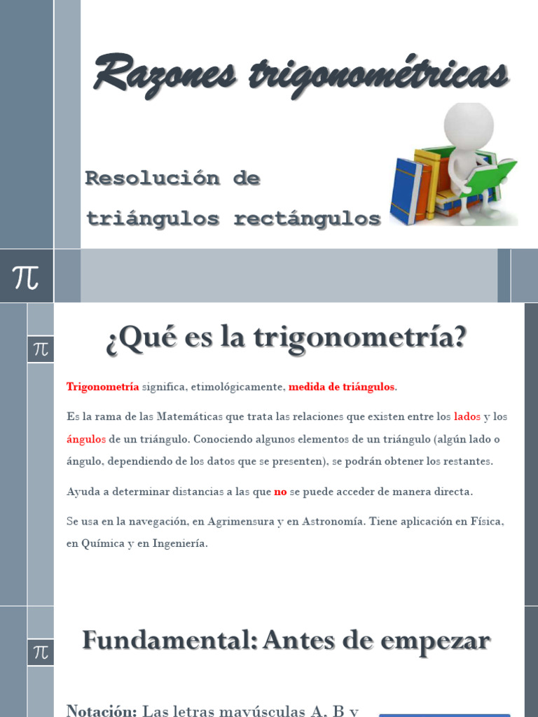 Razones Trigonométricas. Resolución de Triángulos Rectángulos | PDF | Triángulo | Funciones ...