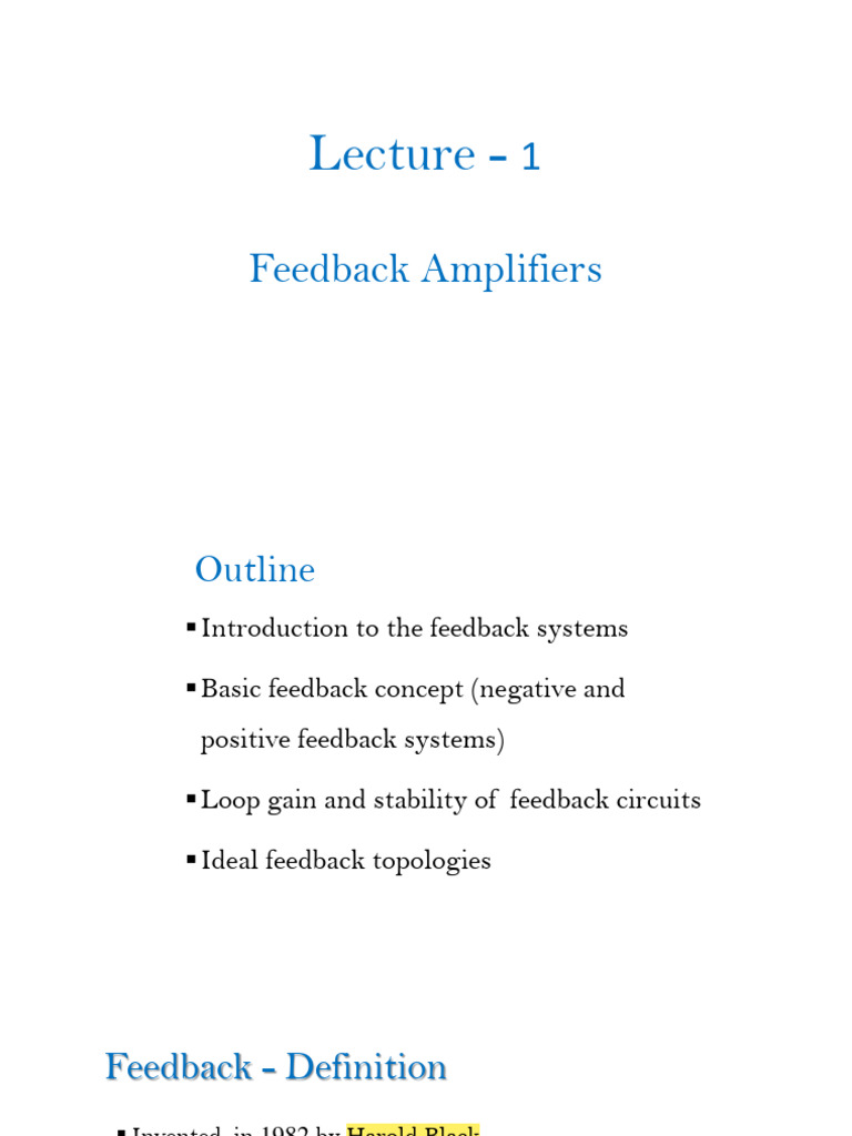 Lecture - 1 | PDF | Amplifier | Feedback