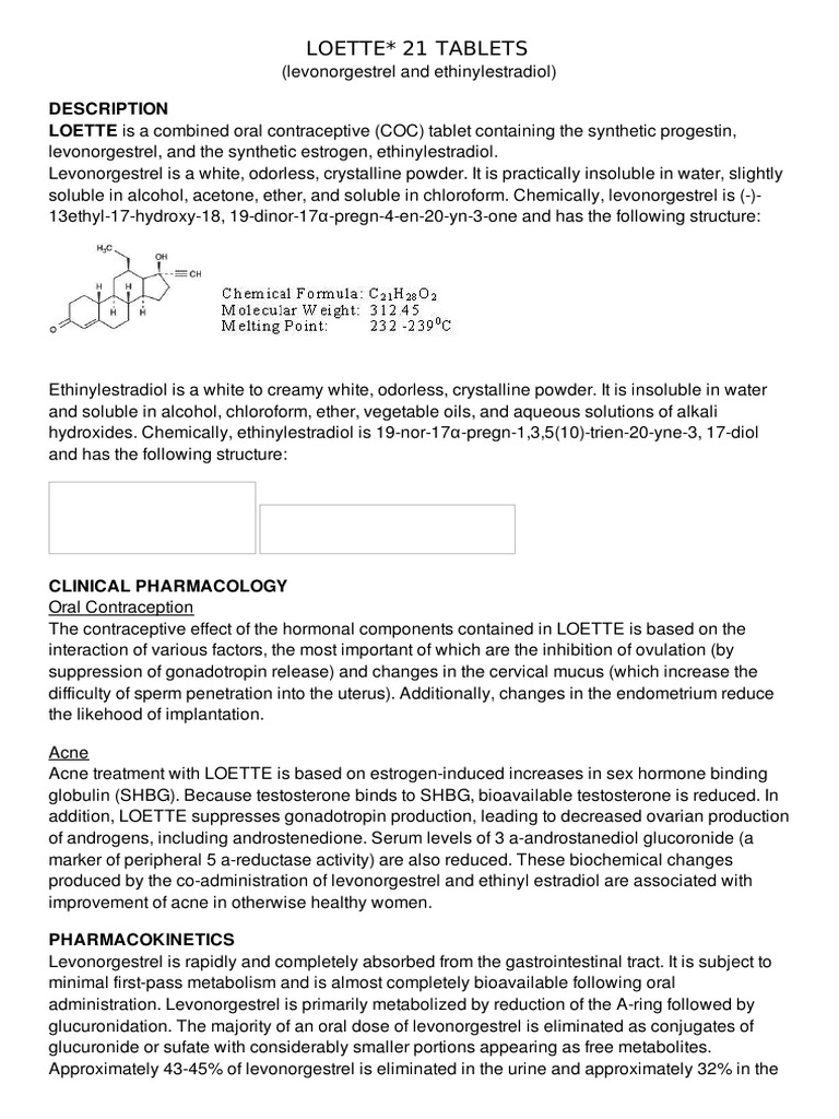 Loette | PDF | Thrombosis | Combined Oral Contraceptive Pill