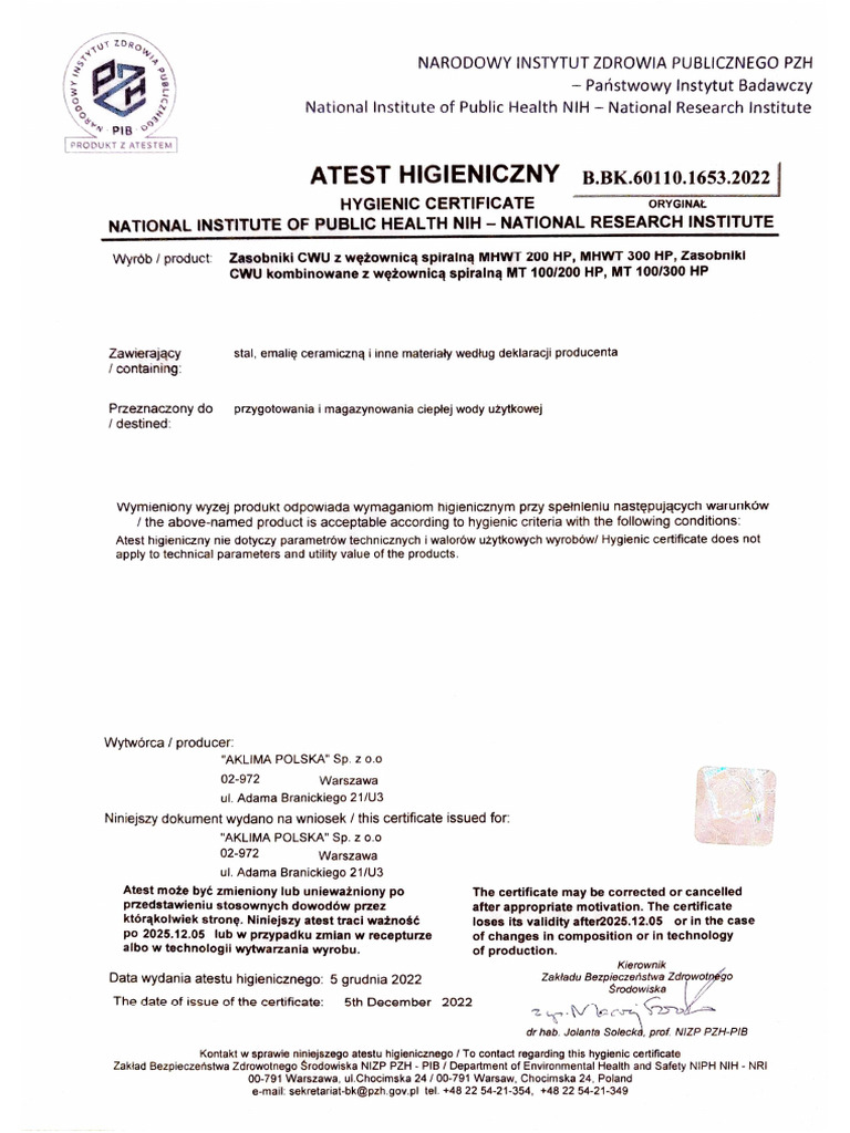Atest Higieniczny | PDF