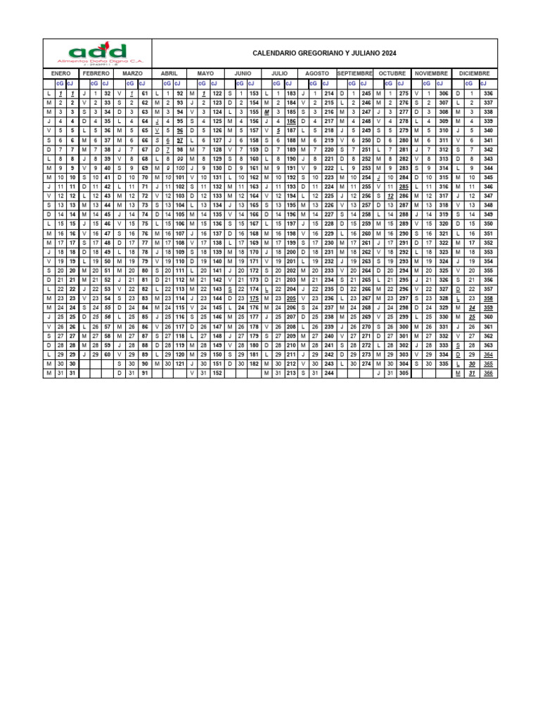 Calendario Juliano 2024 | PDF