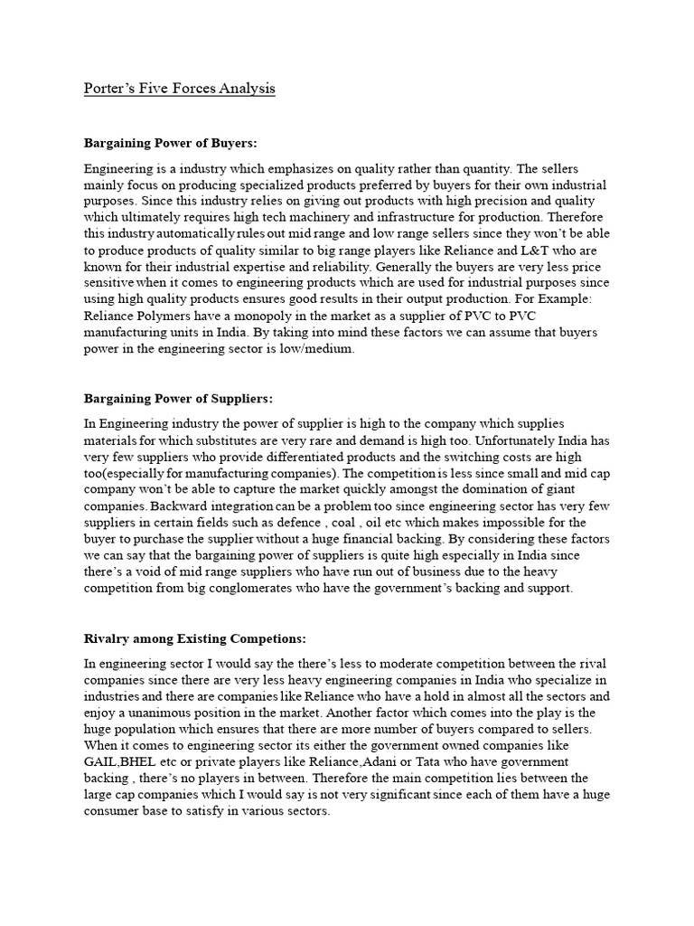 Porter Five Forces | PDF | Supply Chain | Procurement