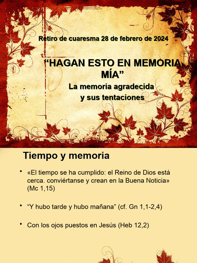 Retiro Cuaresmal 2024: Memoria y Fe | PDF