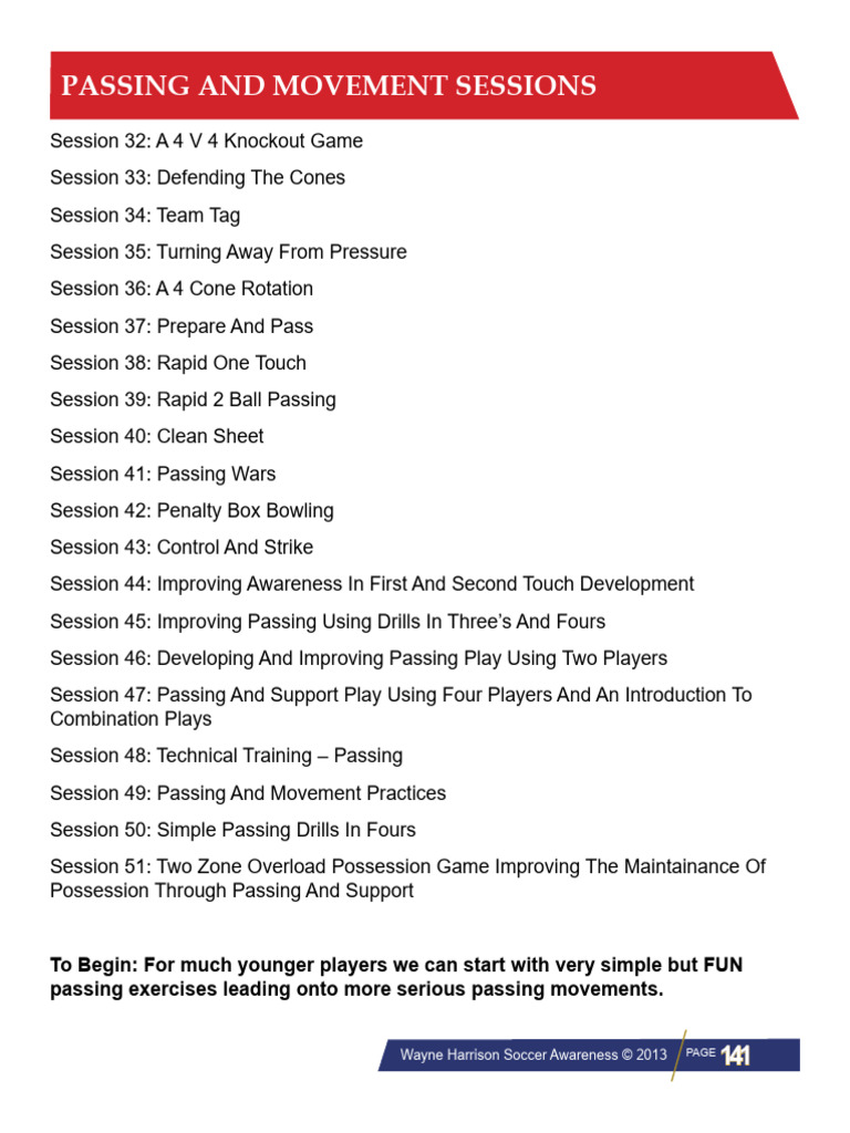 passing+and+movement+Sessions | PDF | Association Football