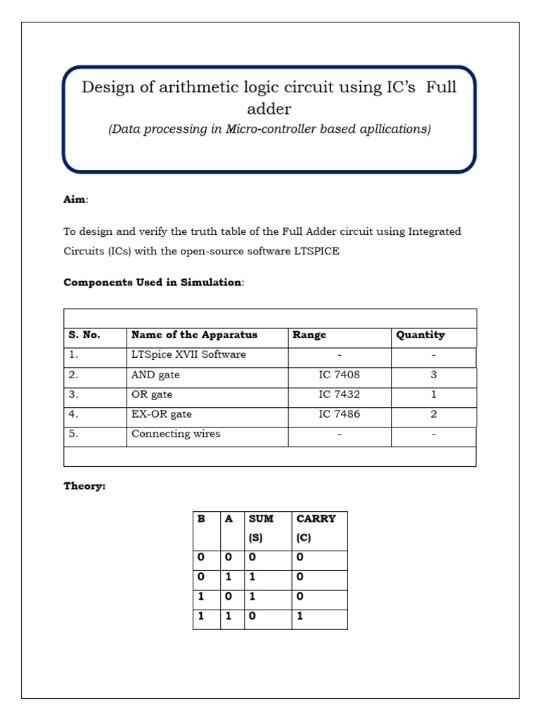 Full Adder | PDF | Logic Gate | Microprocessor