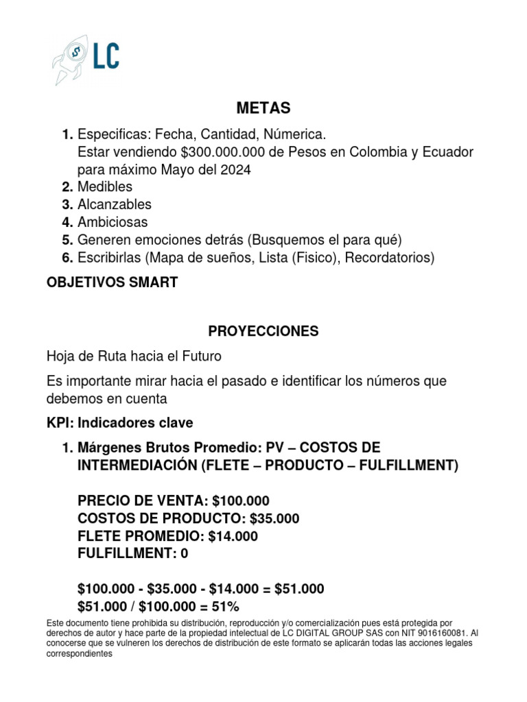 Metas Kpi y Proyecciones | PDF