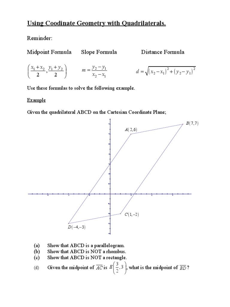 Coordinate Geometry with Quadrilaterals | PDF