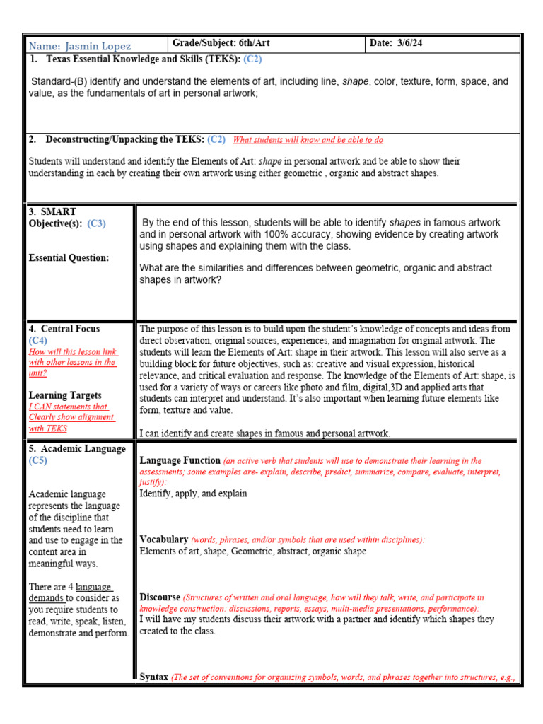 Edtpa Lesson Plan Guide LPG 1 | PDF | Learning | Knowledge