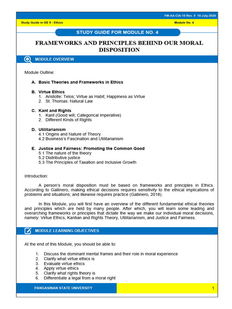 Ethics Study Guide: Moral Frameworks | PDF | Utilitarianism | Natural Law