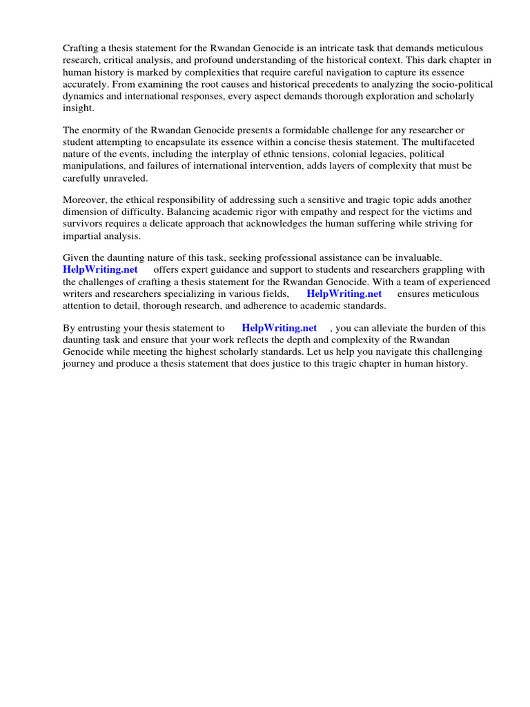 Thesis Statement For Rwandan Genocide | PDF | Rwandan Genocide | Hutu