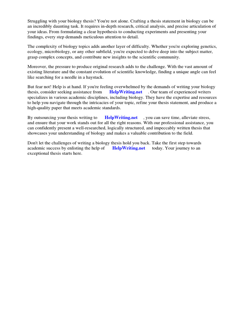 Biology Thesis Statement | PDF | Essays | Thesis