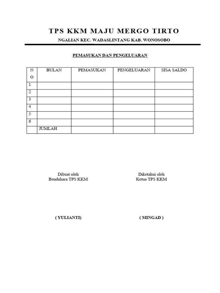 Pemasukan Dan Pengeluaran | PDF