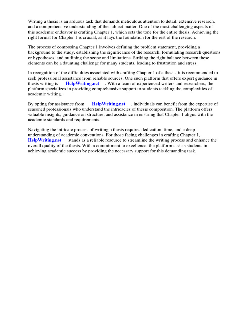Chapter 1 Thesis Format Sample | PDF