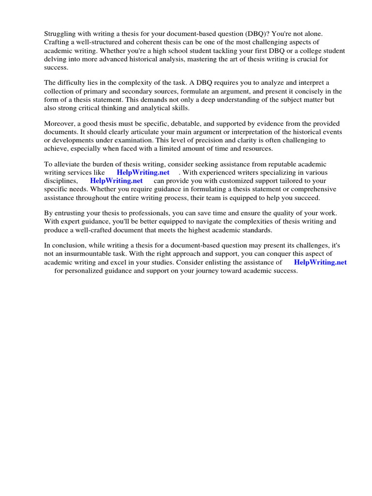 How to Write a Document Based Question Thesis | PDF | Thesis | Essays How to Write a Document Based Question Thesis | PDF | Thesis | Essays