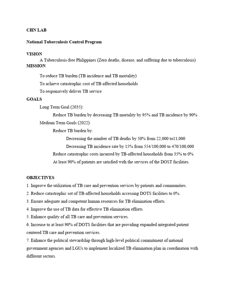 CHN Lab Tuberculosis | PDF | Tuberculosis | Clinical Medicine