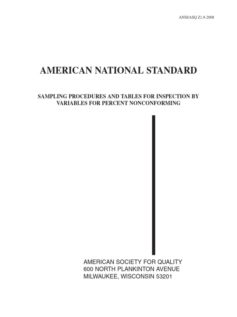 Ansi+asq+z1 9-2008 | PDF | Sampling (Statistics)