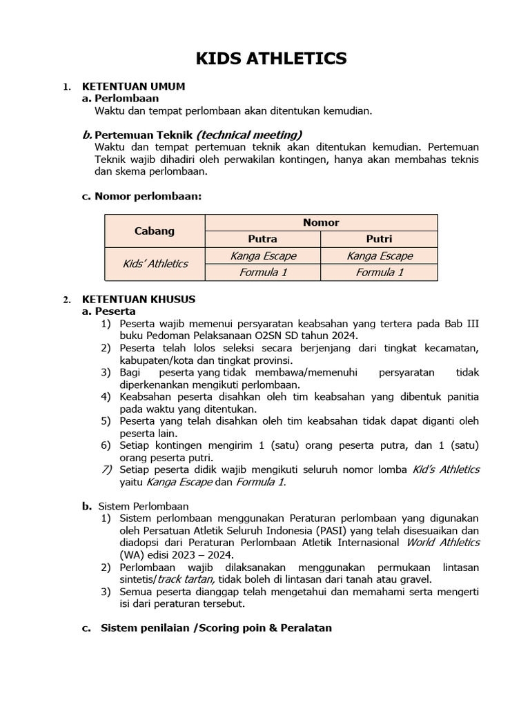 Pedoman O2SN SD 2024 Lampiran | PDF