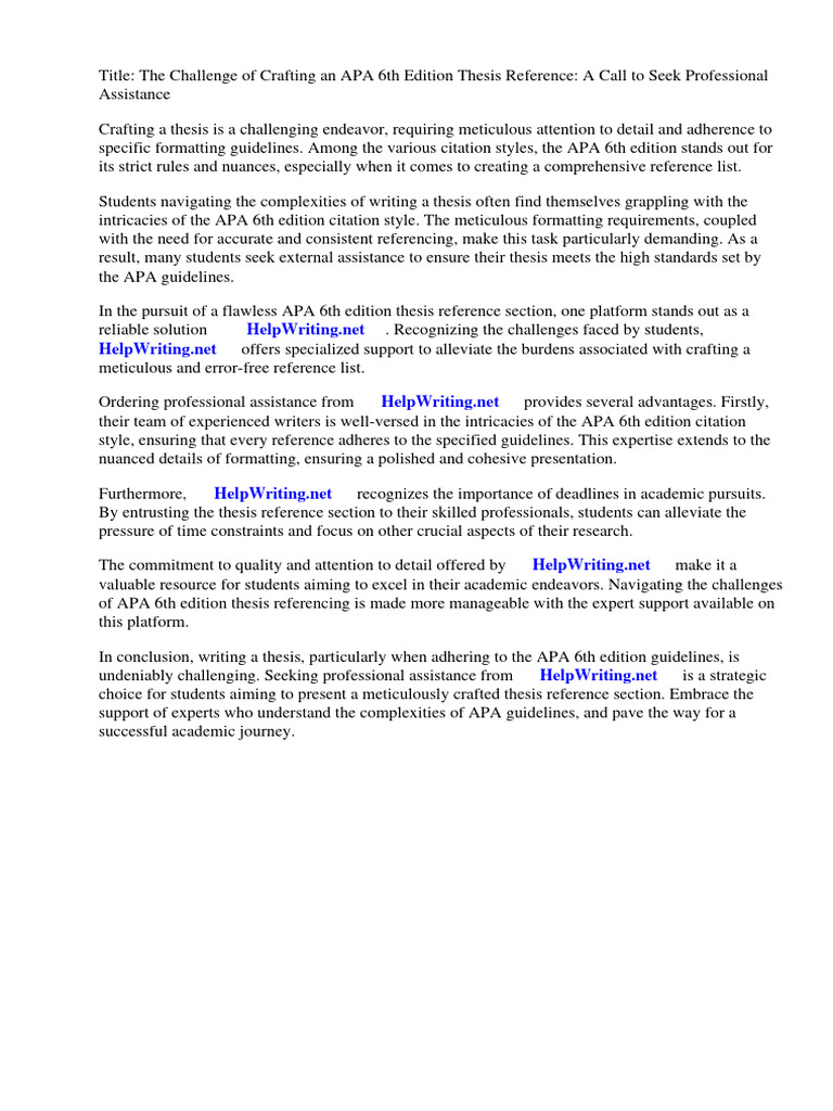 Apa 6th Thesis Reference | PDF