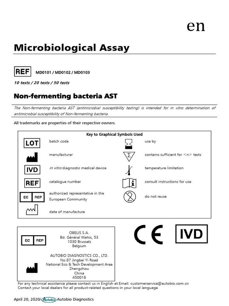 2355 - Rev A - Non Fermenting Bacteria AST IFU Data Sheet | PDF ...