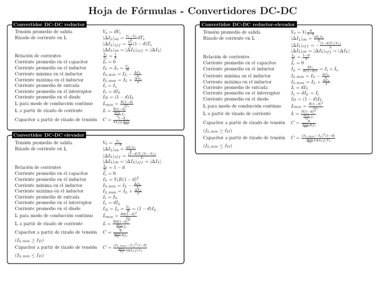 Hoja_de_fórmulas_DC_DC | PDF | Tecnología de información y ...