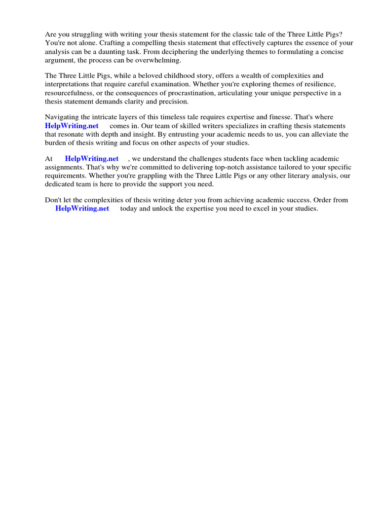 Three Little Pigs Thesis Statement | PDF