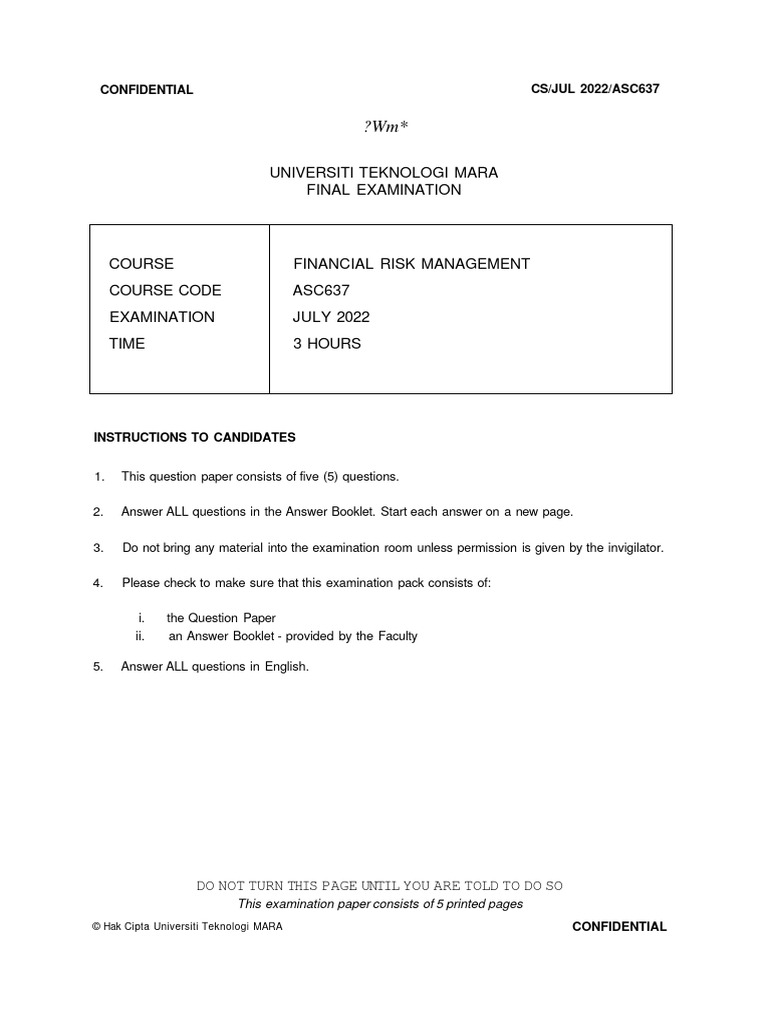 Faculty - Applied Sciences - 2022 - Session 2 - Degree - Asc637 | PDF | Option (Finance) | Stocks