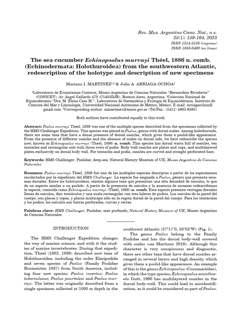 Redescubrimiento de Echinopsolus murrayi | PDF | Eucariotas | Organismos