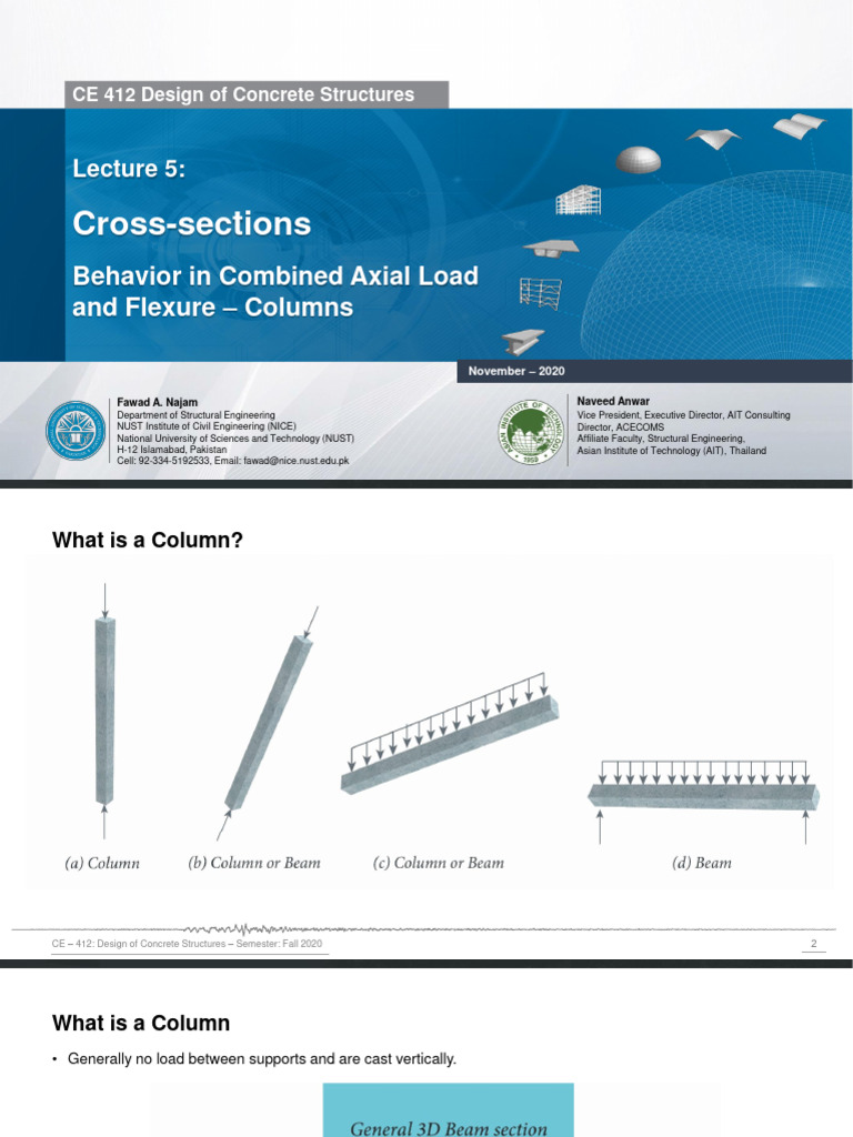 CE 412 Lecture 5a Cross Section Behavior in Combined Axial Load and ...