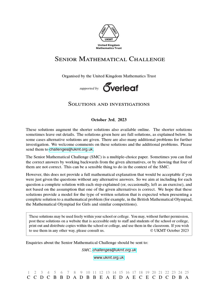 SMC 2023 Extended Solutions 1 | PDF | Area | Triangle