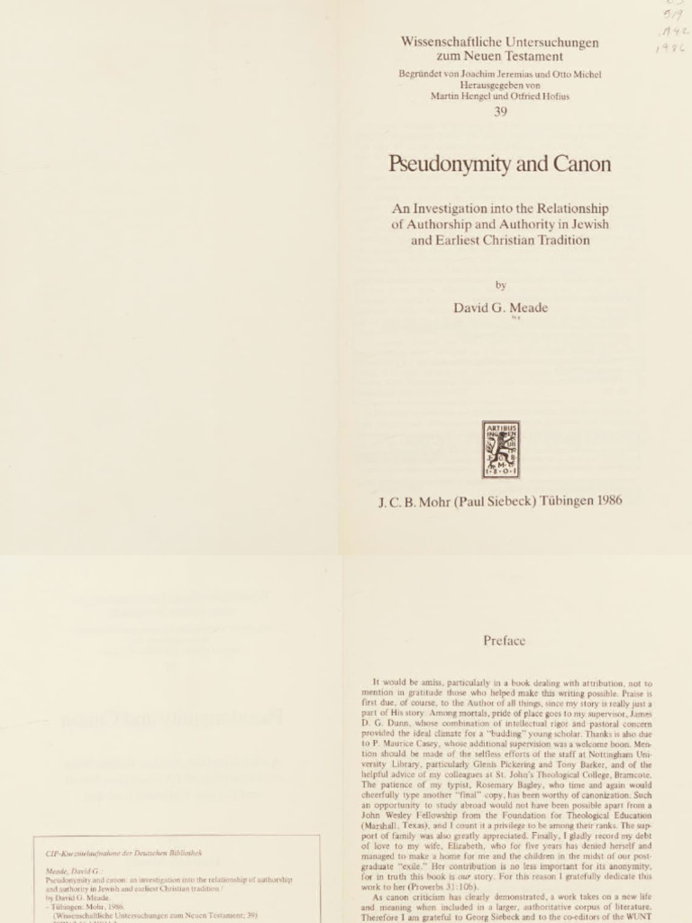 Meade, Psudonymity and Canon (Part. Petrine Tradition) | PDF | Acts Of The Apostles | Saint Peter