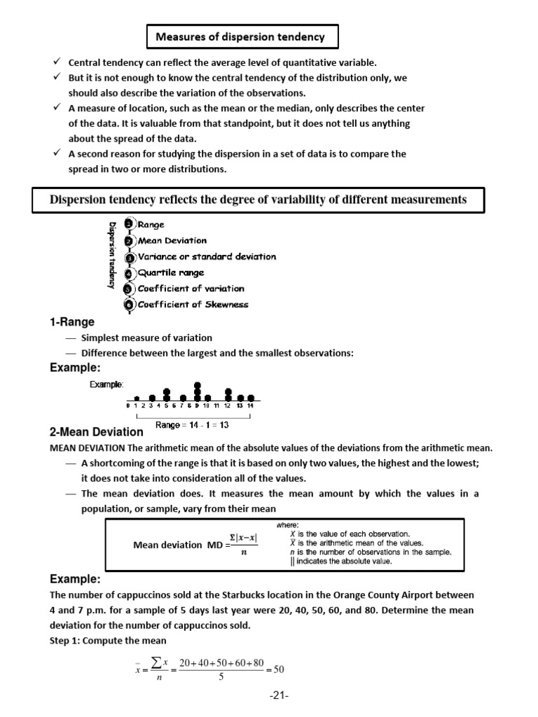Measures of Dispersion Tendency | PDF | Standard Deviation ...