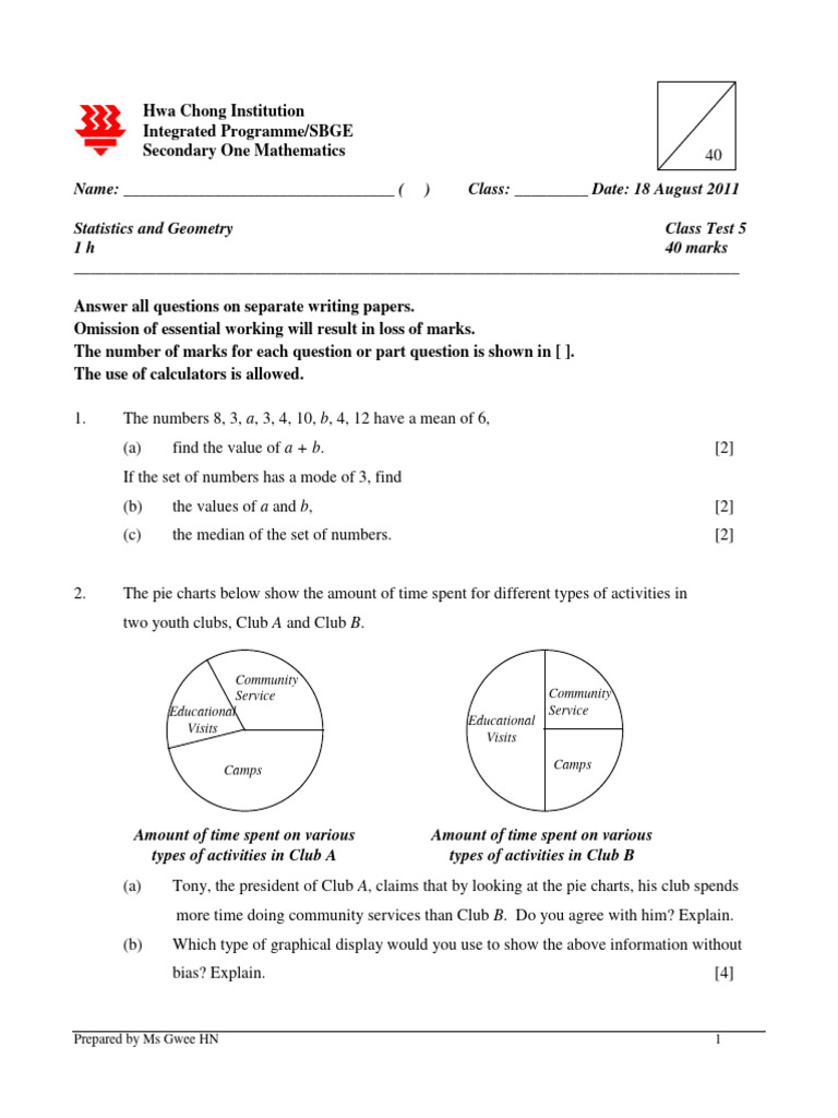 T5%20Statistics%20and%20Geometry%20with%20answers | PDF | Mean ...